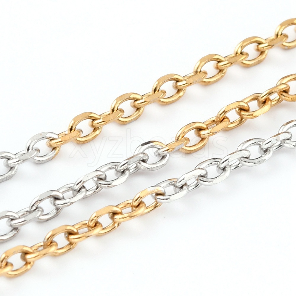 Wholesale Two Tone 304 Stainless Steel Cable Chains - xyzbeads.com